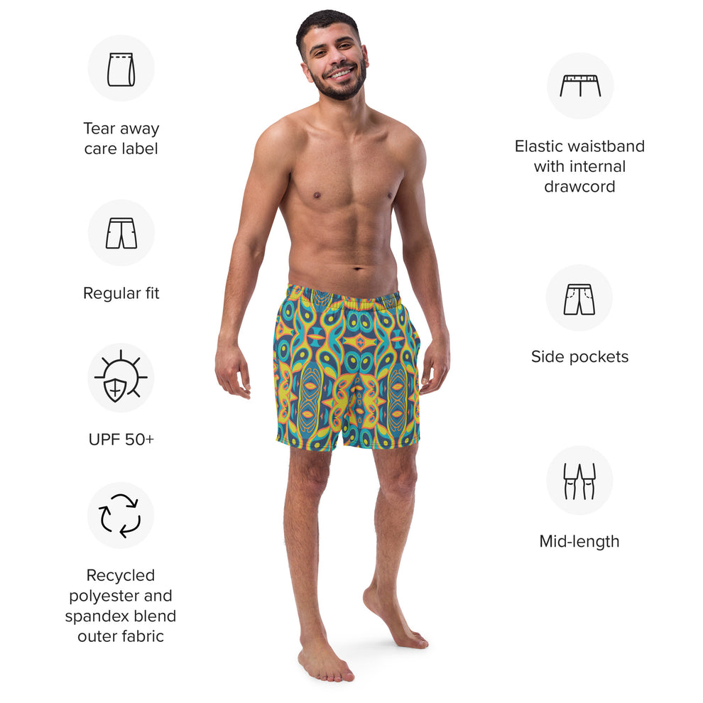 Mid Century Modern Mosaic Recycled Men's Swim Trunks – jaecrece