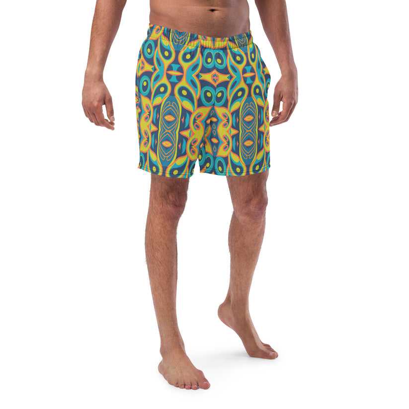 Mid Century Modern Mosaic Recycled Men's Swim Trunks – jaecrece